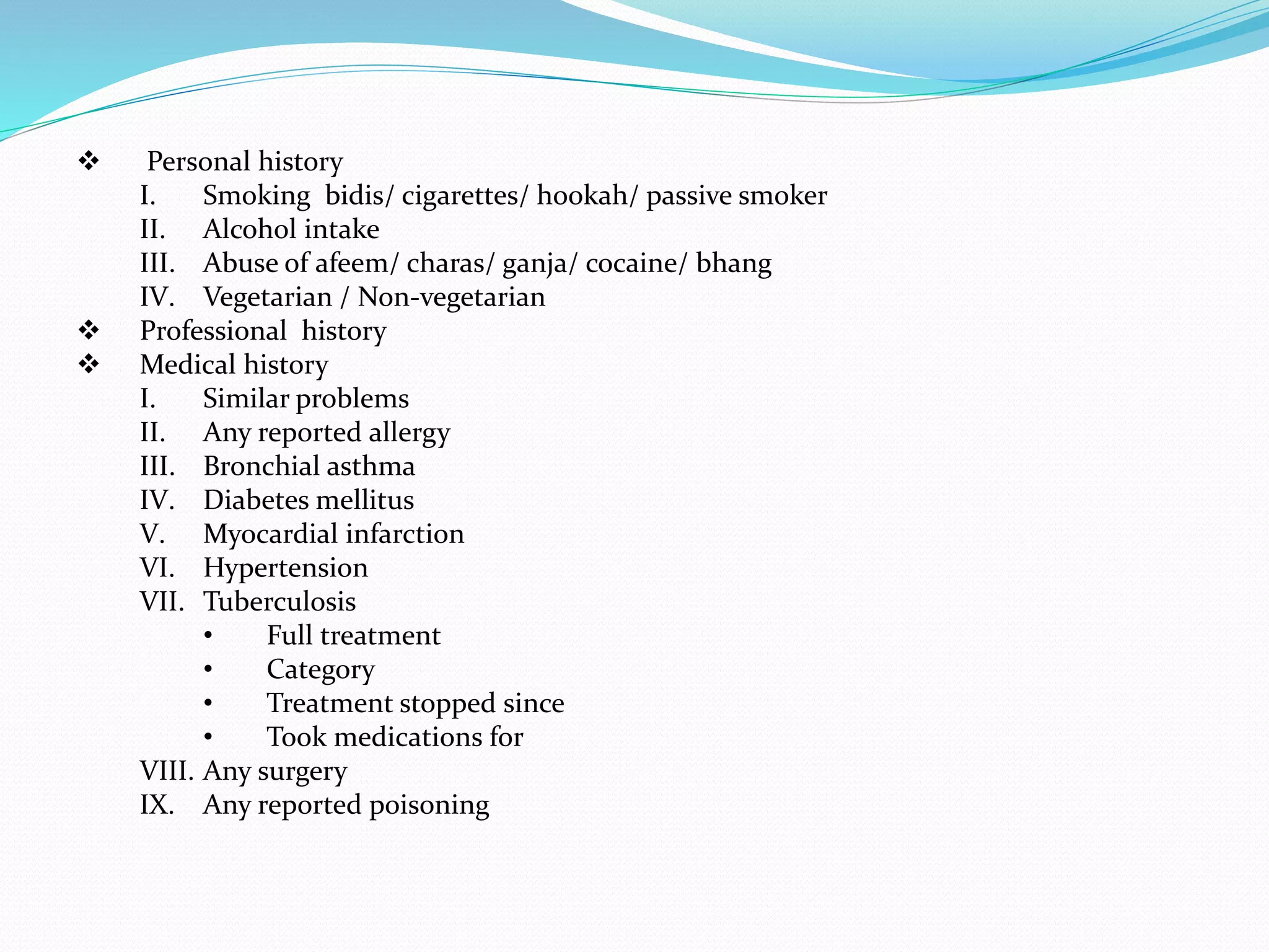 History taking in chest and tb department | PPTX