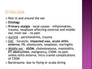 History taking in ear diseases | PPTX