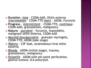 History taking in ear diseases | PPTX