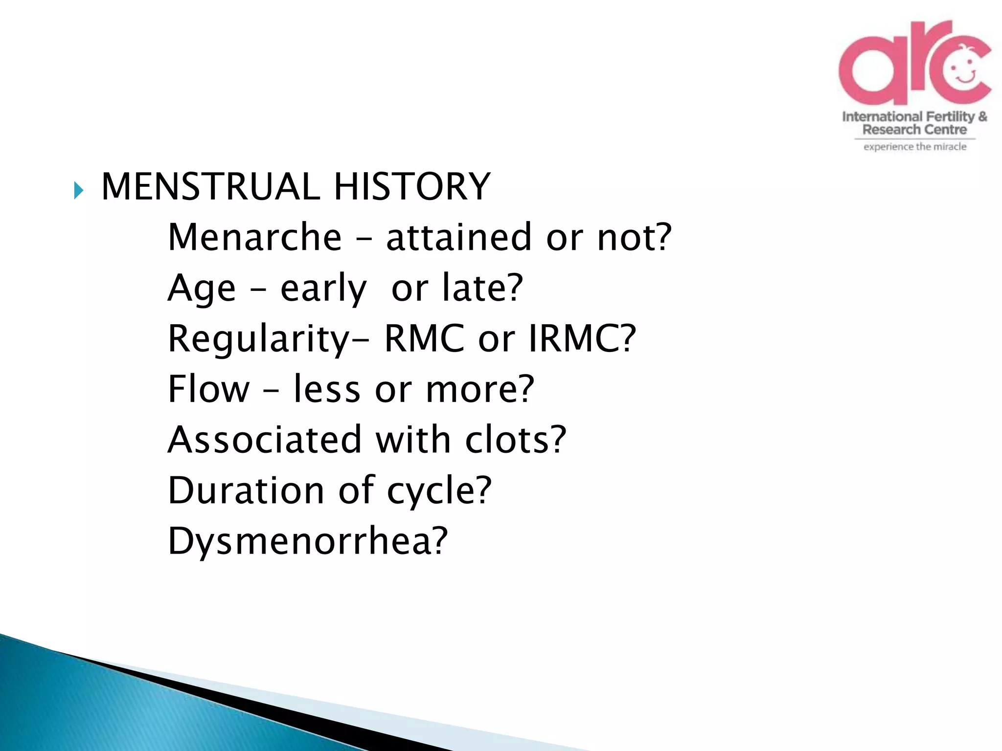 History taking in infertility by Dr. Gayathiri | PPTX