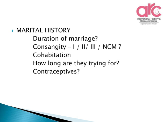 History taking in infertility by Dr. Gayathiri | PPTX | Infertility ...