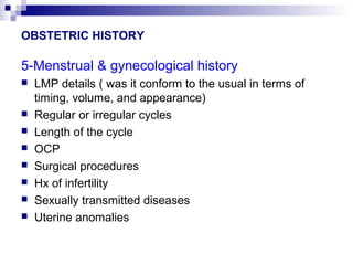 History taking in obgyn | PPT