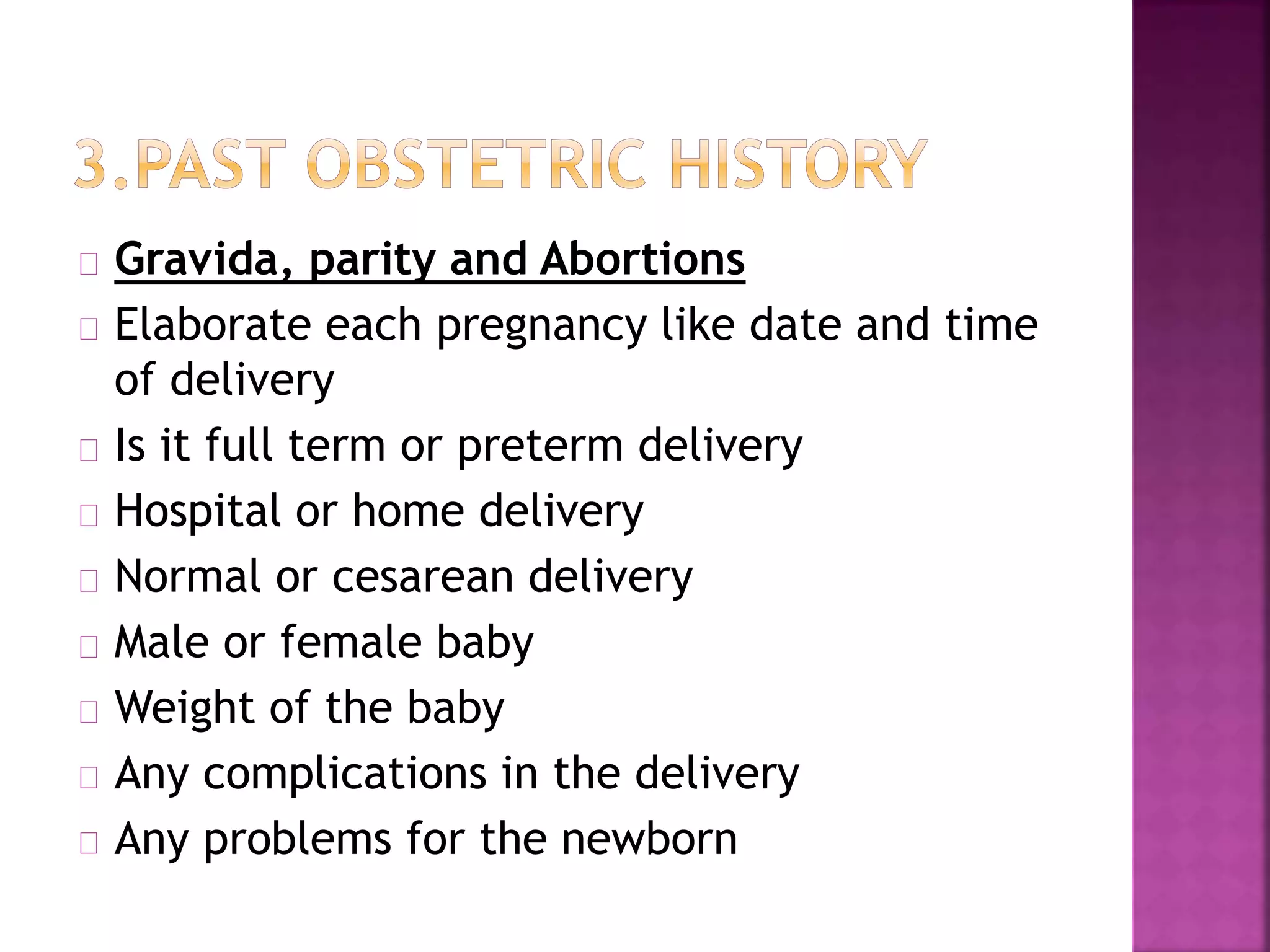 History taking in obstetrics & Gynecology | PPTX