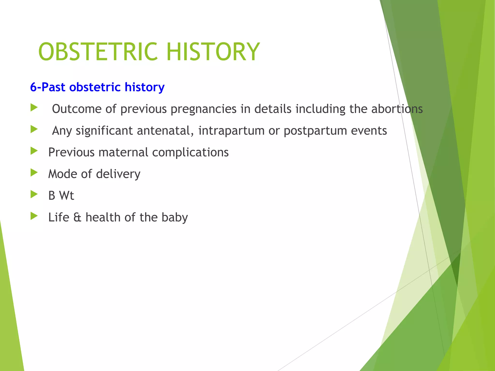 History taking in obgyn | PPT | Pregnancy | Reproductive Health