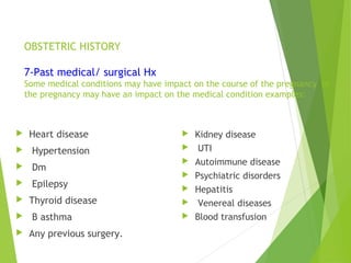 History taking in obgyn | PPT | Pregnancy | Reproductive Health