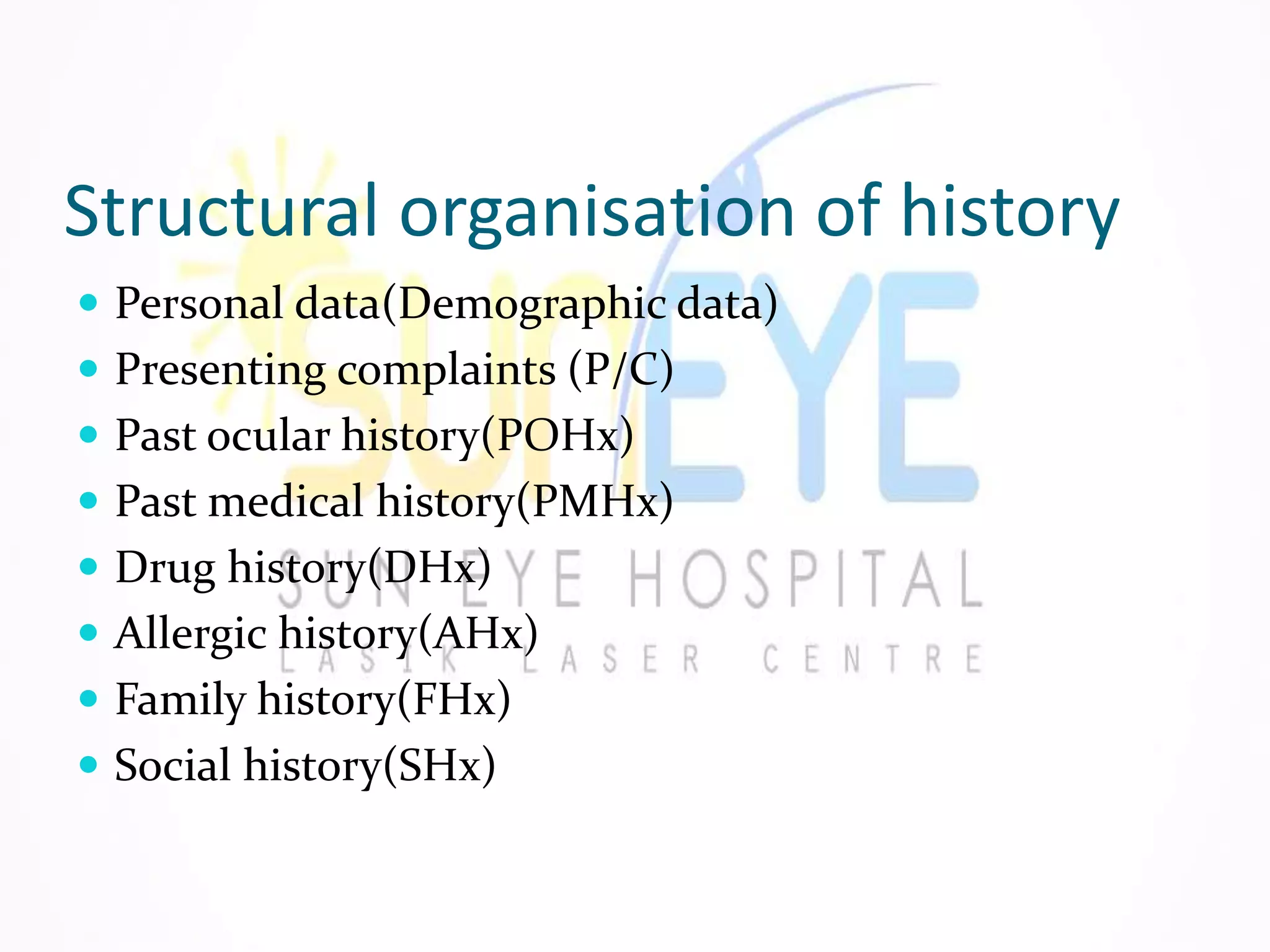 History taking in ophthalmology | PPTX