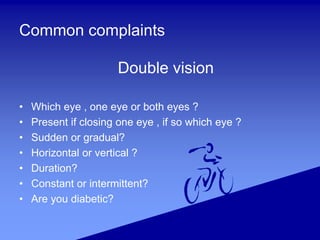 History taking in ophthalmology | PPTX