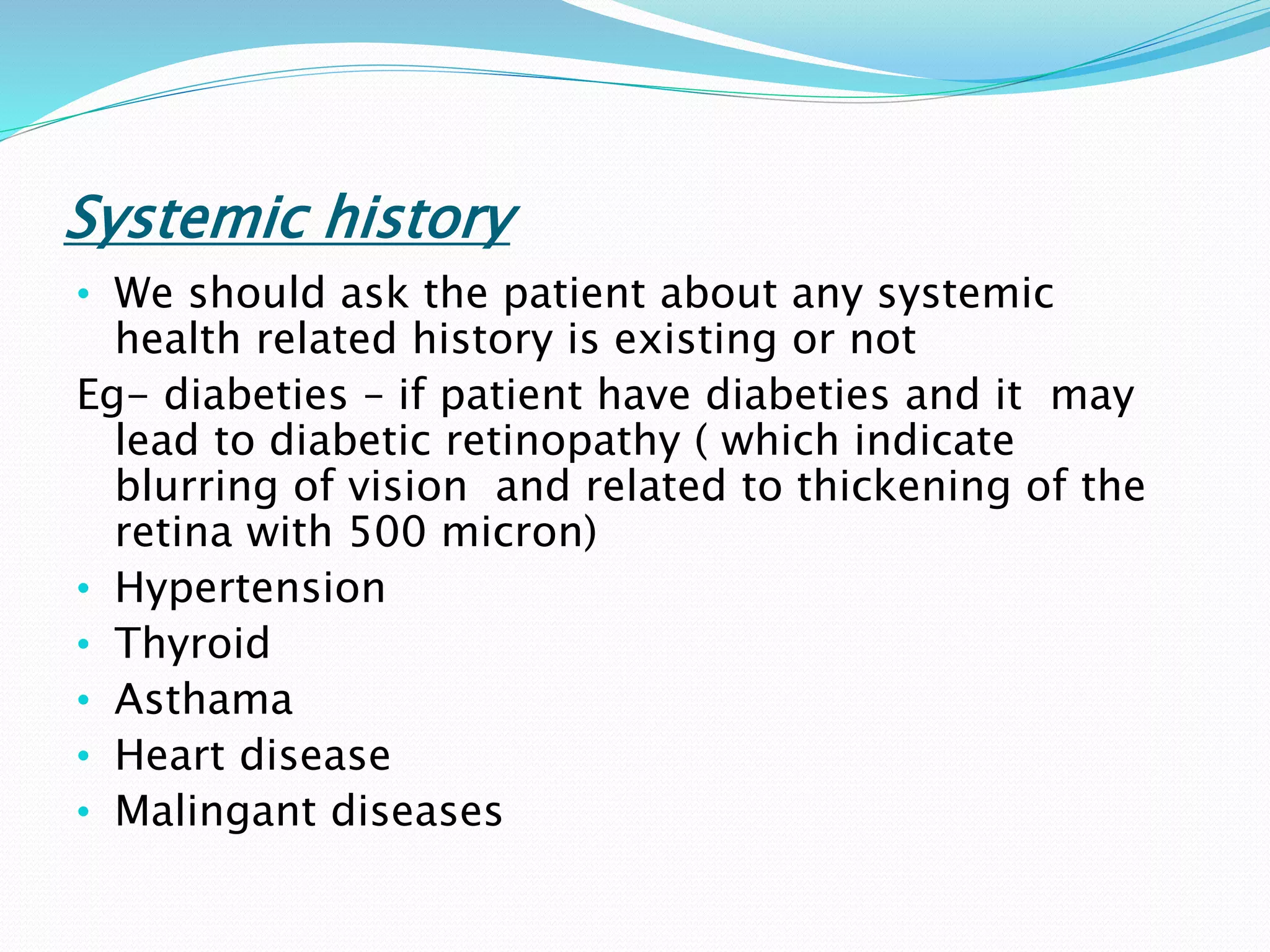 History taking in optometry | PPTX