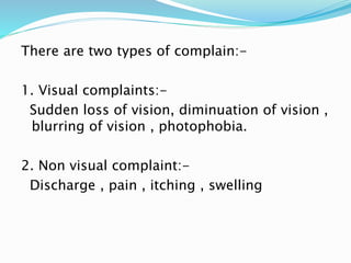 History taking in optometry | PPTX