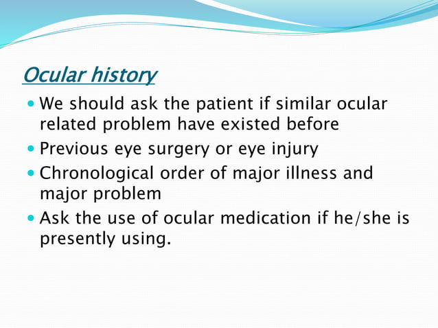 History taking in optometry | PPTX | Eye and Vision Conditions ...