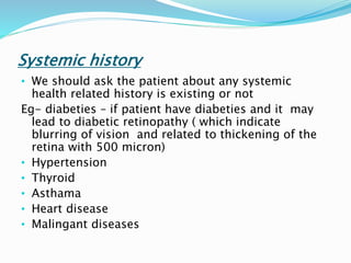 History taking in optometry | PPTX