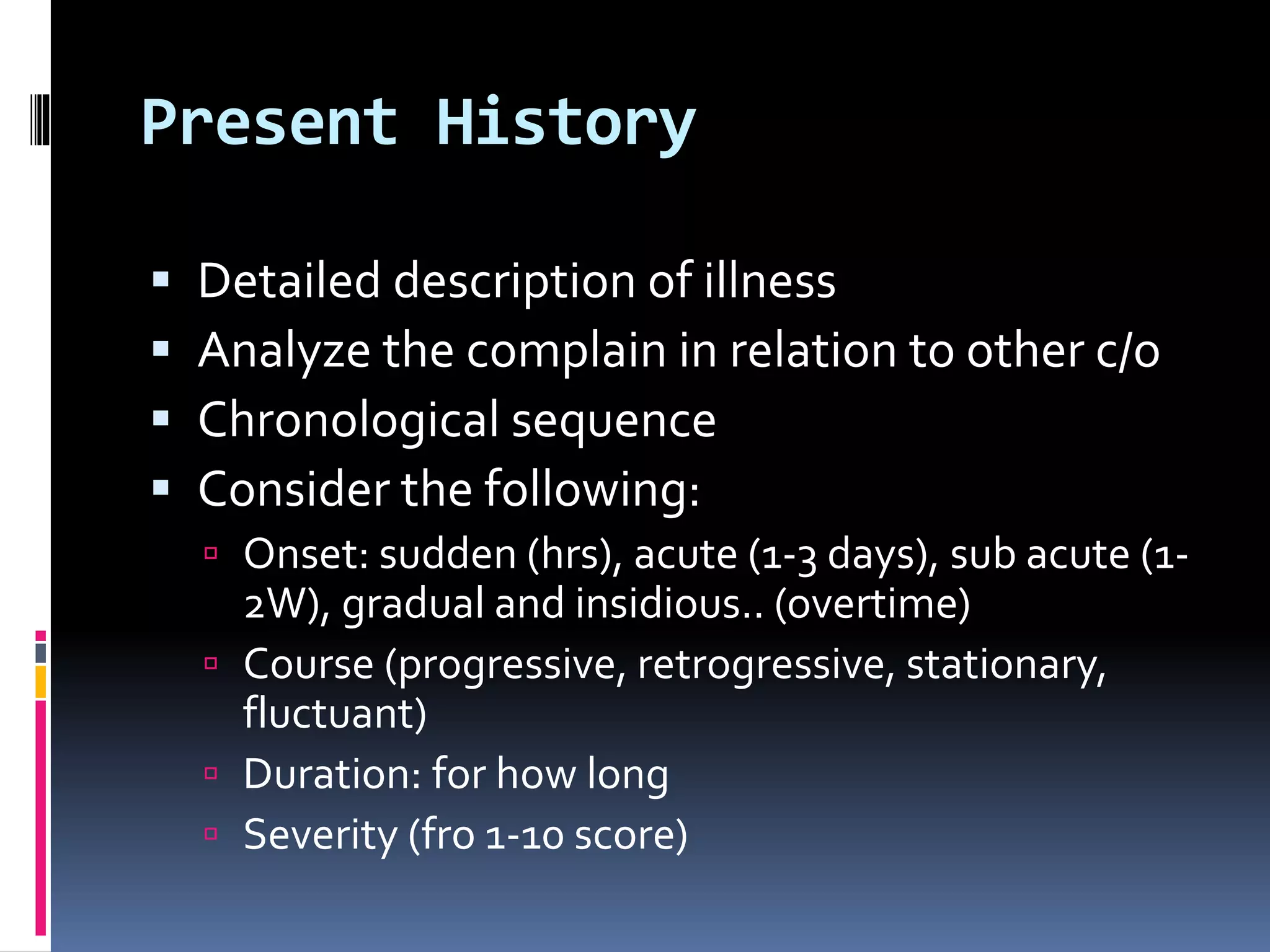 History taking in physiotherapy | PPTX