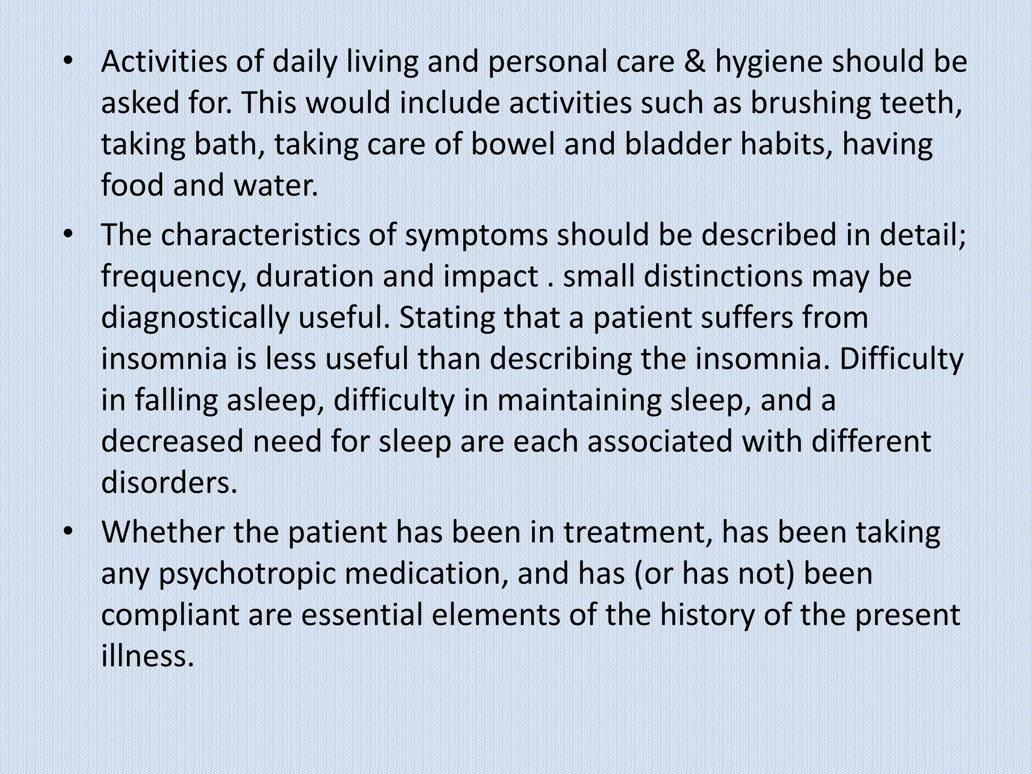 History taking in psychiatry | PPTX