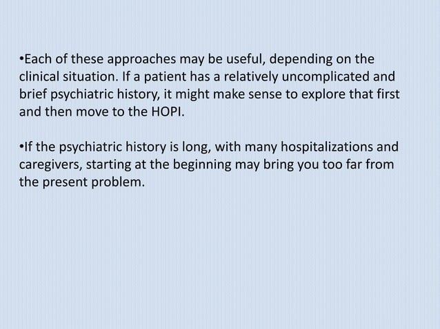 History taking in psychiatry | PPTX