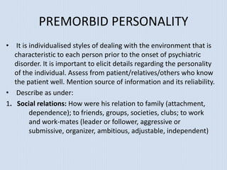 History taking in psychiatry | PPTX