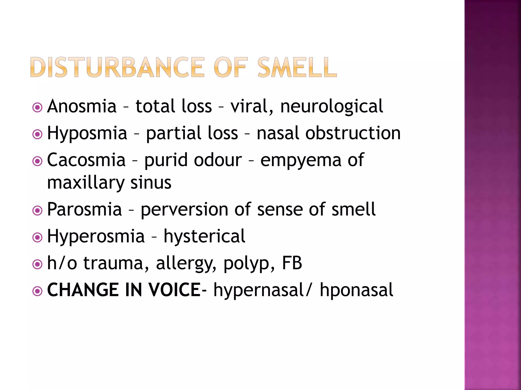 History taking in sino nasal disorders | PPTX
