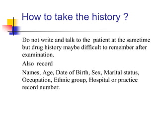 history taking in surgery.powerpoint presentation | PPT