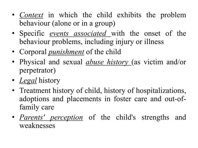History taking on childhood and psychiatric disorders | PPTX | Parenting Babies and Toddlers ...