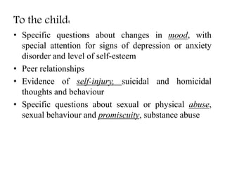 History taking on childhood and psychiatric disorders | PPTX