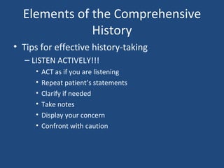 History taking skills | PPT | Diseases and Conditions | Medical Health