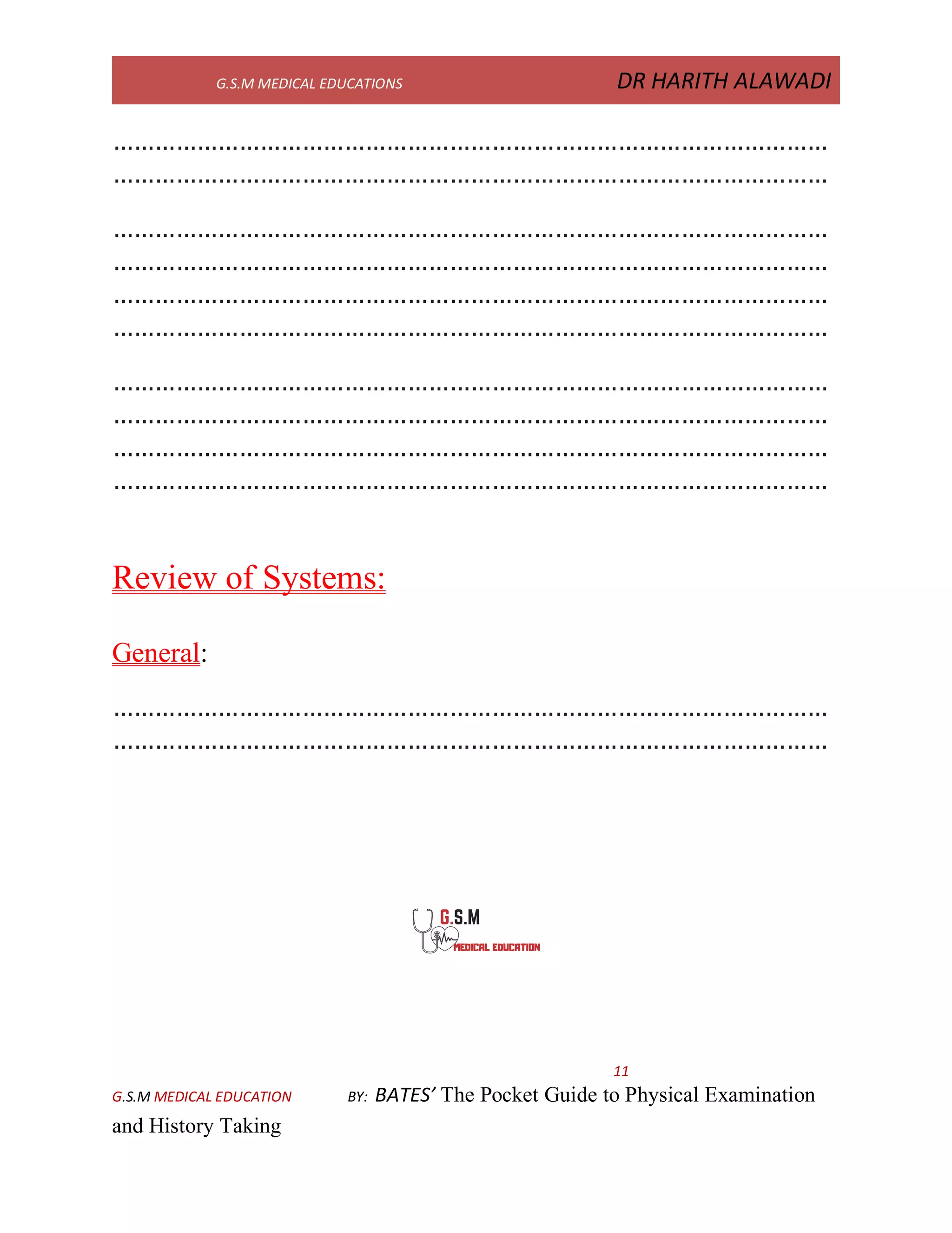 History taking template | PDF