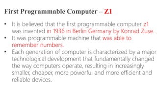 Computer History, Generations, Types and IO | PPT