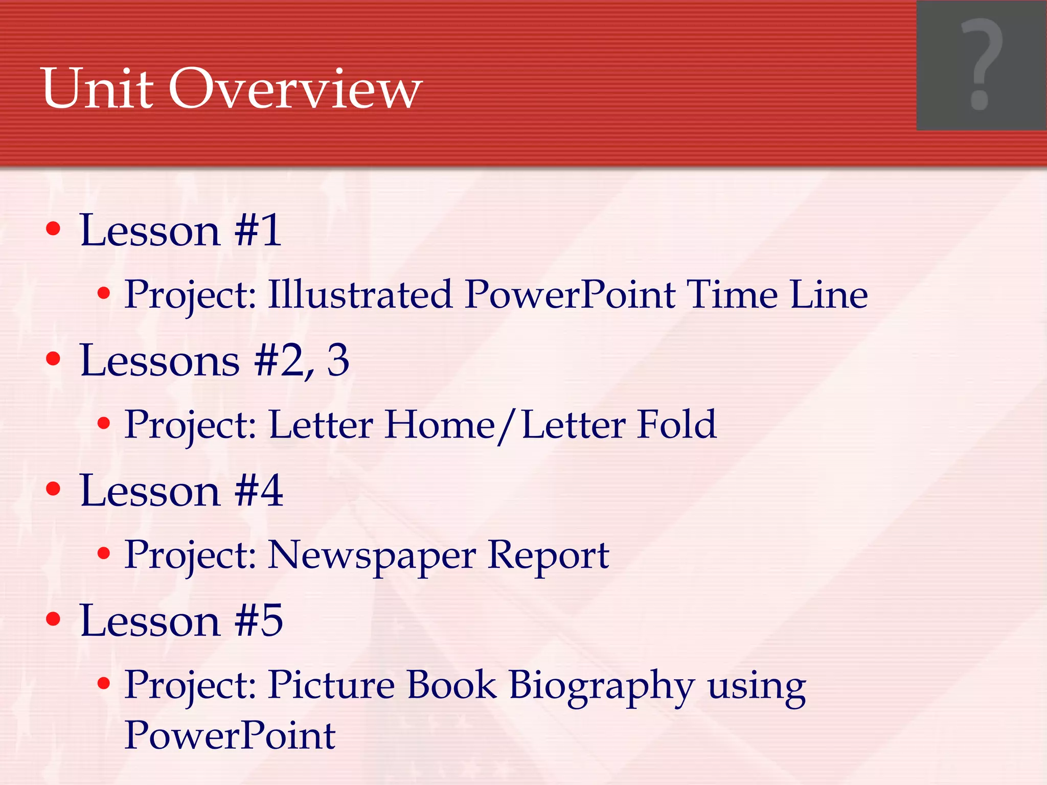 History unit overview | PPT