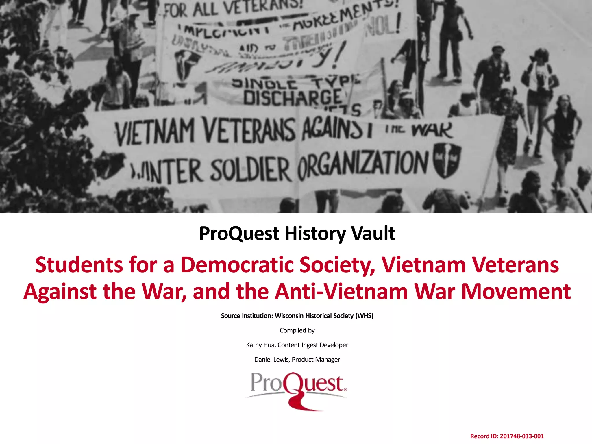 History Vault Students for a Democratic Society, Vietnam Veterans ...