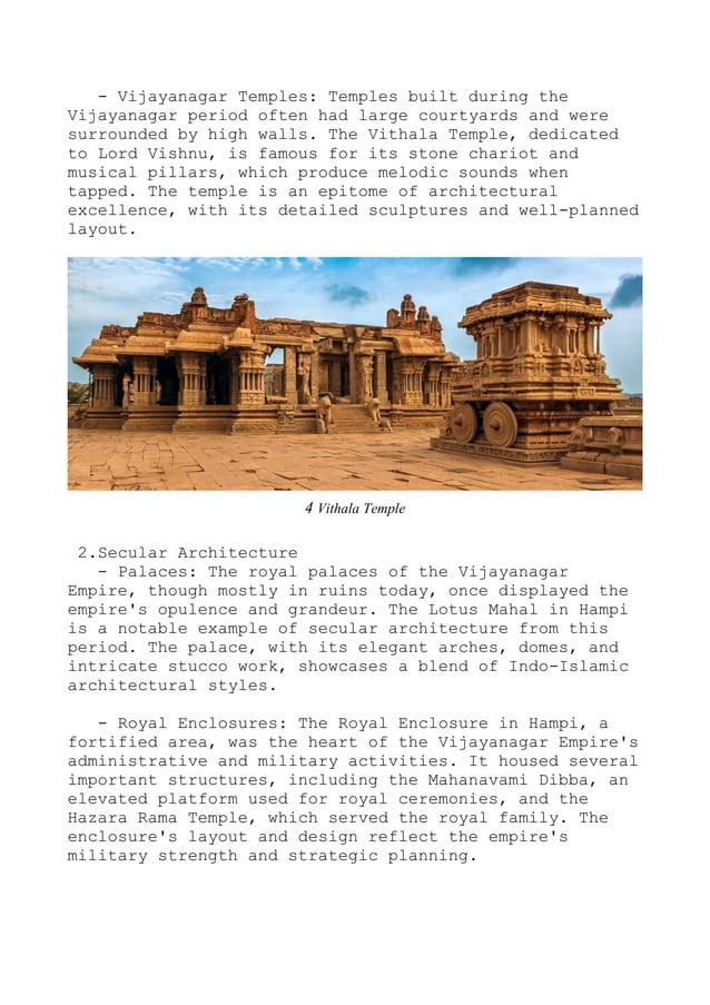 The Architectural culture of the vijaynagar empire. Class 12 CBSE ...