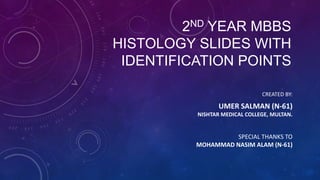 Histology slides with Identification Points 2nd yr mbbs Nishtar by Umer ...