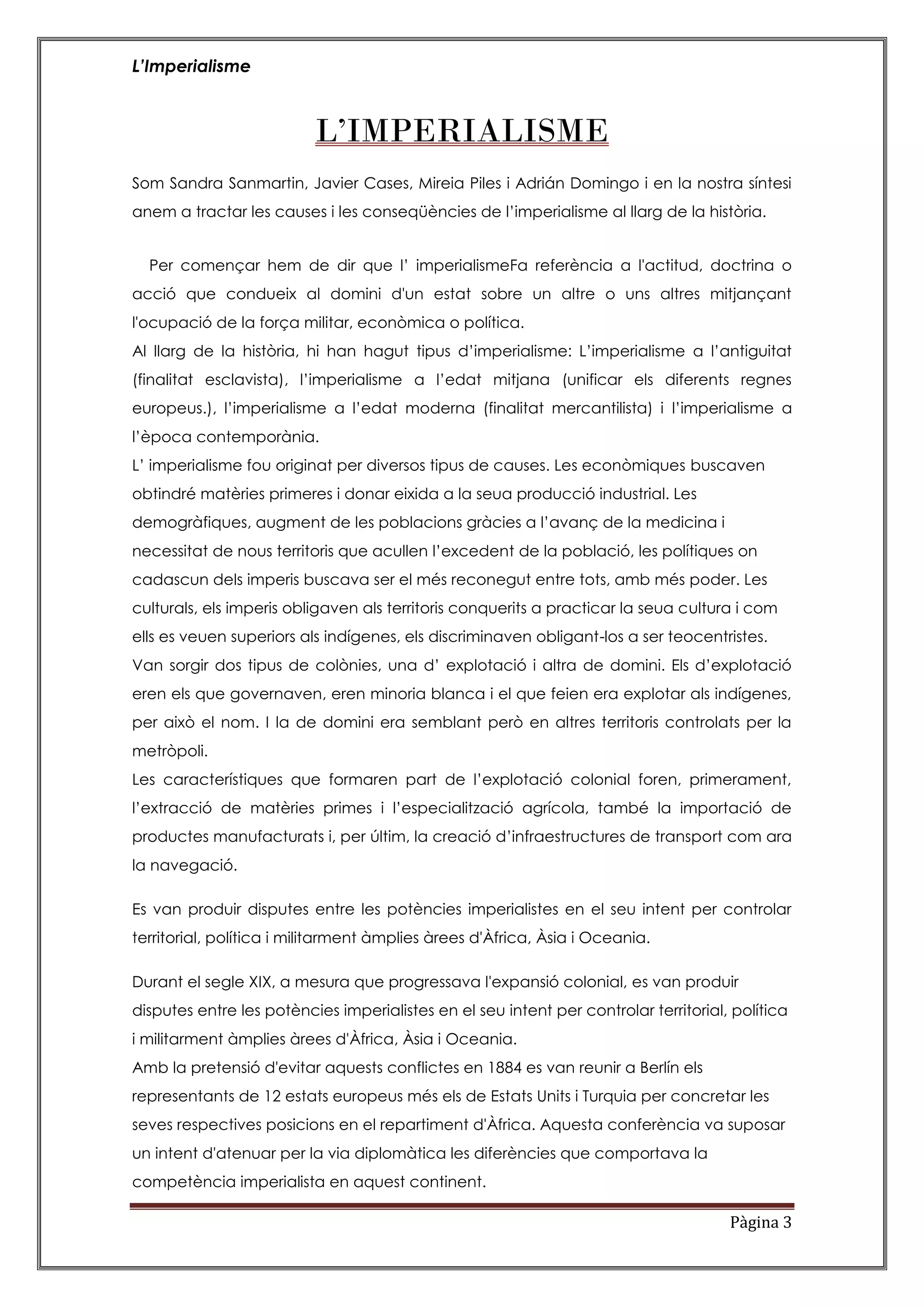 Història imperialisme | DOCX