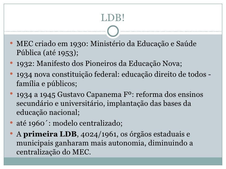 Primeira Lei De Diretrizes E Bases Da Educação Nacional 1961 - Lei de ... Primeira Lei De Diretrizes E Bases Da Educação Nacional 1961 - Lei de ...
