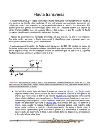 História da flauta apostila para flauta completa | PDF