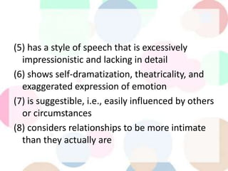 Histrionic personality disorder | PPTX