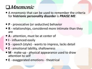 Histrionic personality disorder | PPTX