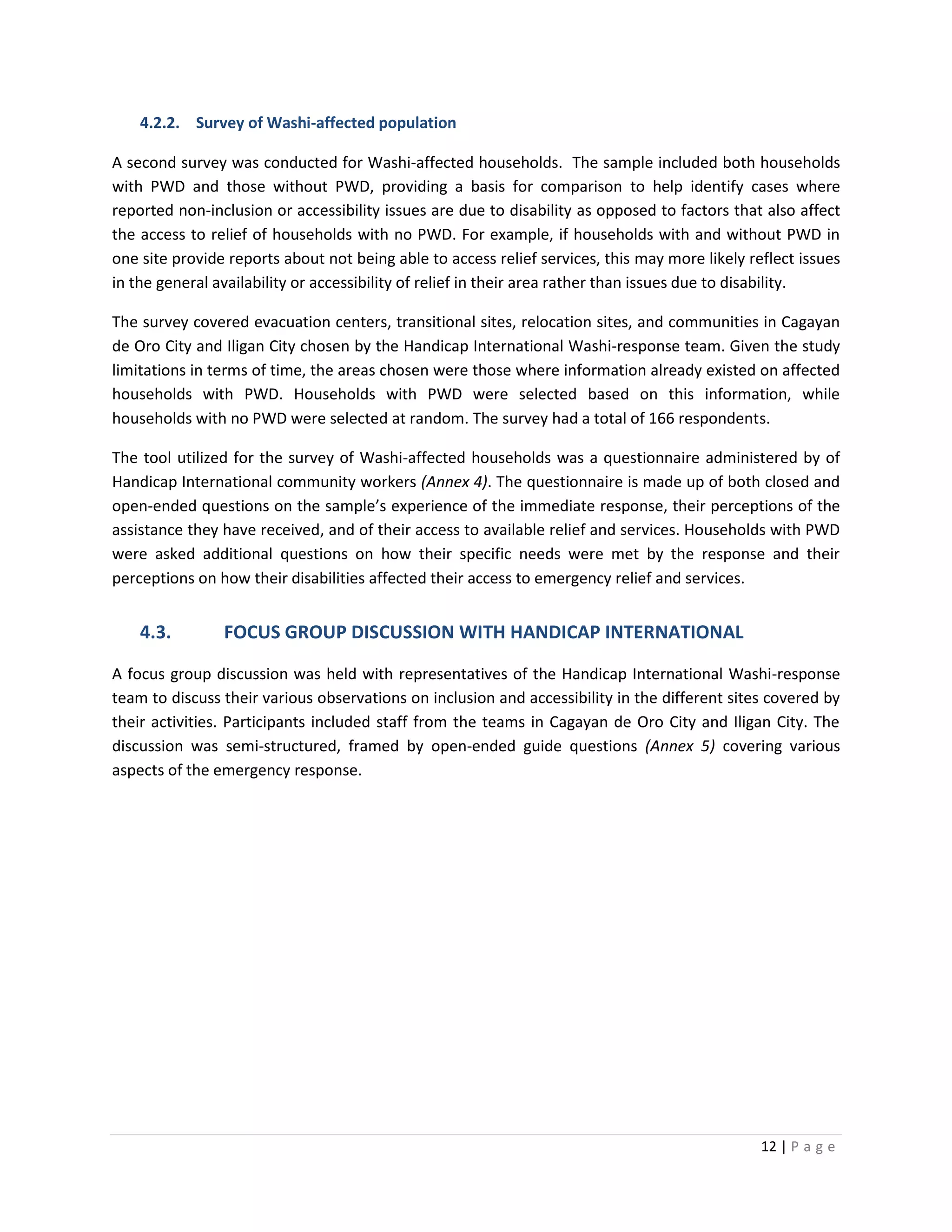 Handicap International: Study on Disability Inclusion in Emergency ...