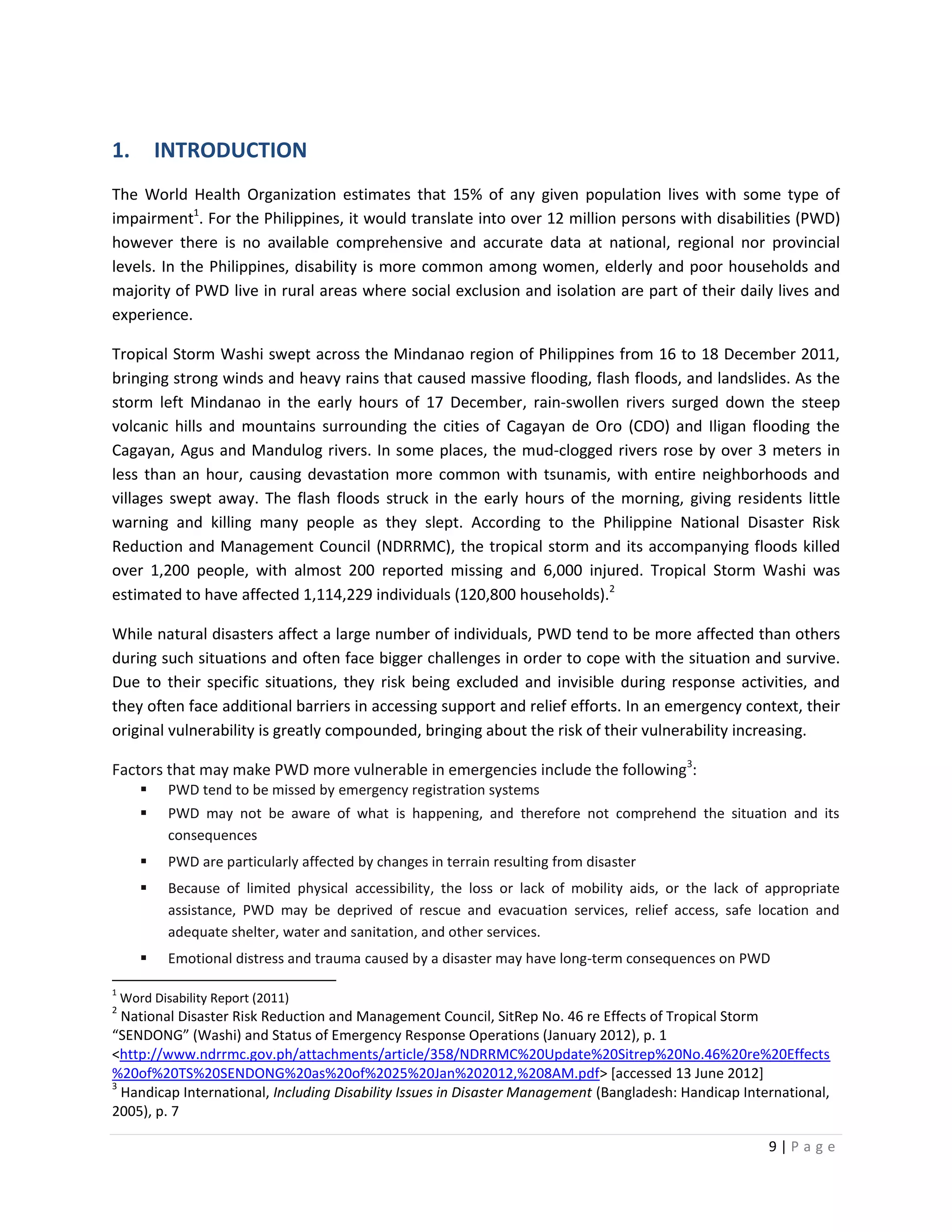 Handicap International: Study on Disability Inclusion in Emergency ...