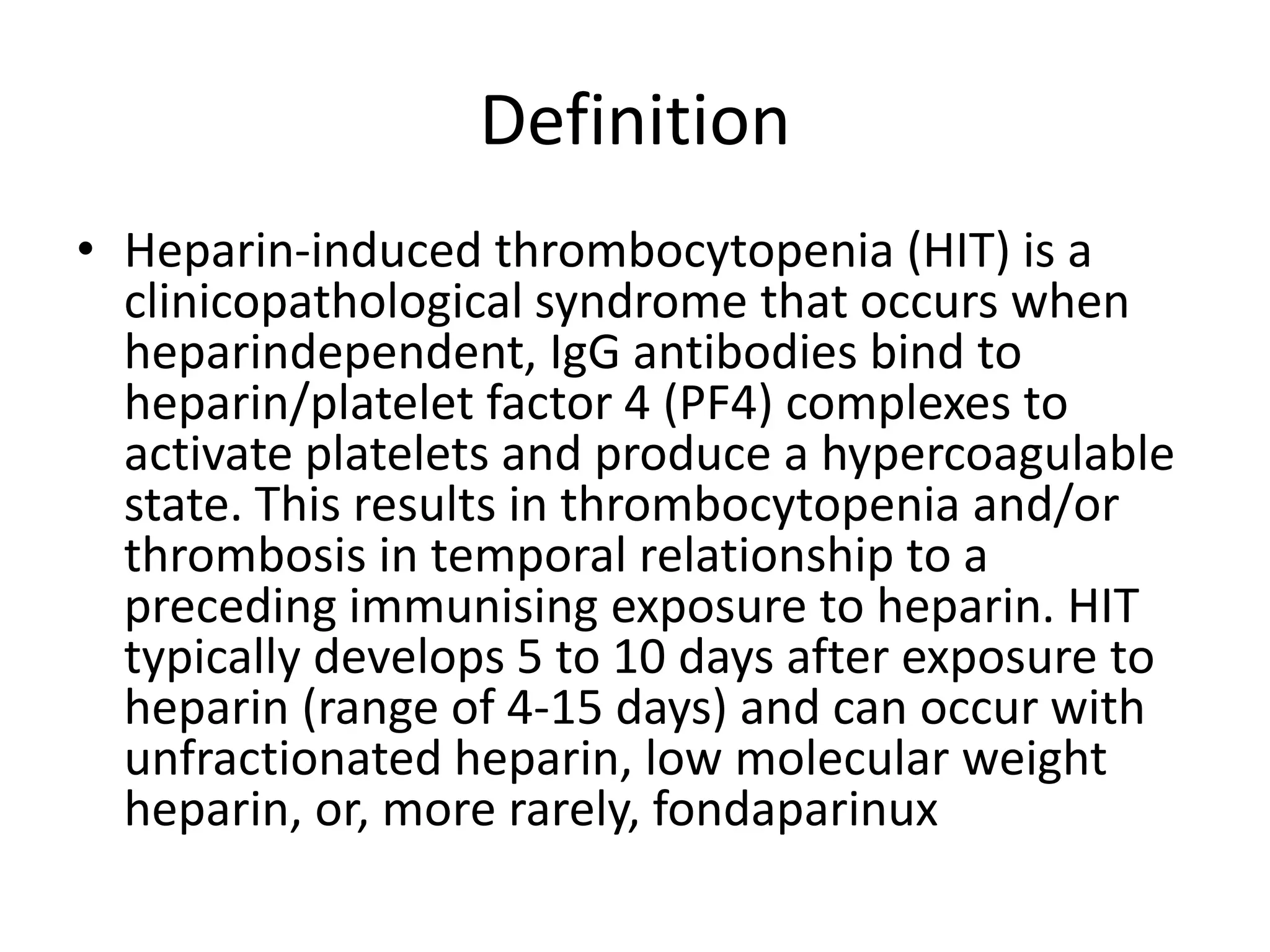 Heparin induced thrombocytopenia hit | PPT