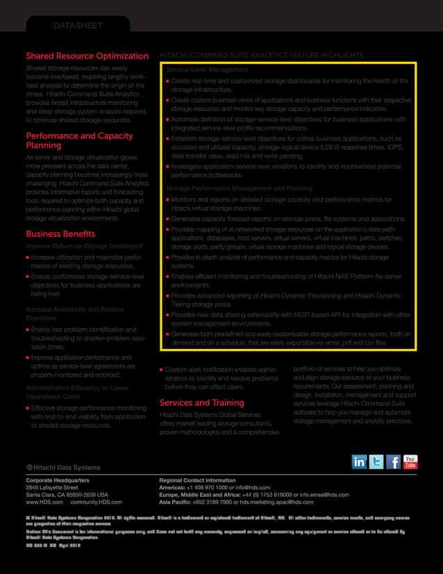 Hitachi Command Suite Data Analytics Datasheet | PDF