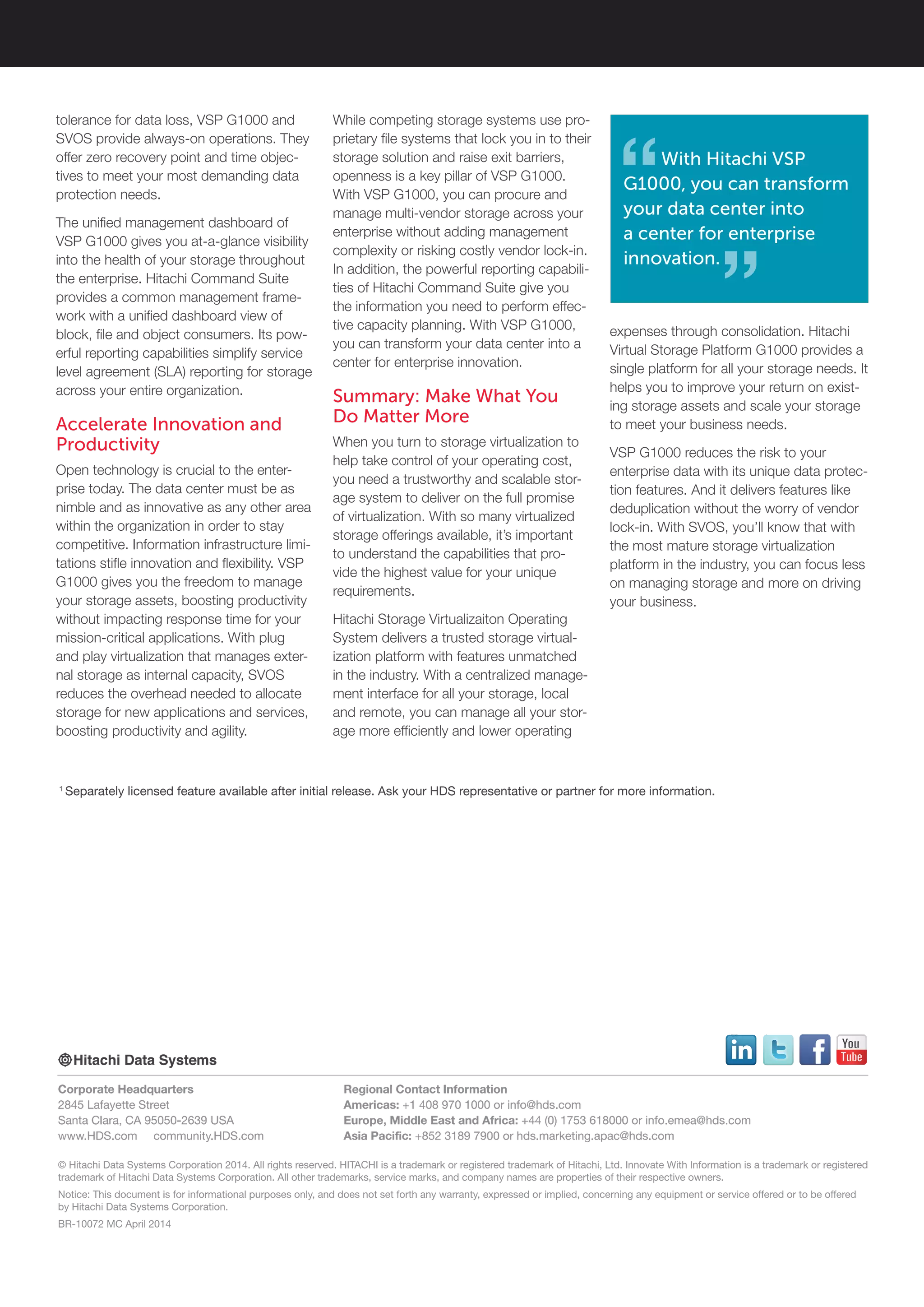 Hitachi comparative-virtual-storage-platform-g1000 | PDF