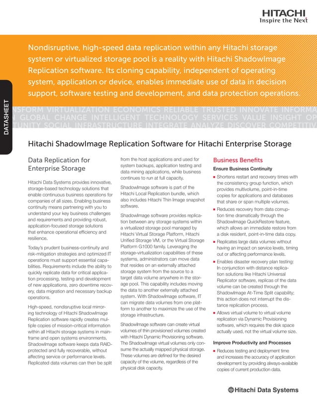 Hitachi datasheet-shadowimage-replication | PDF