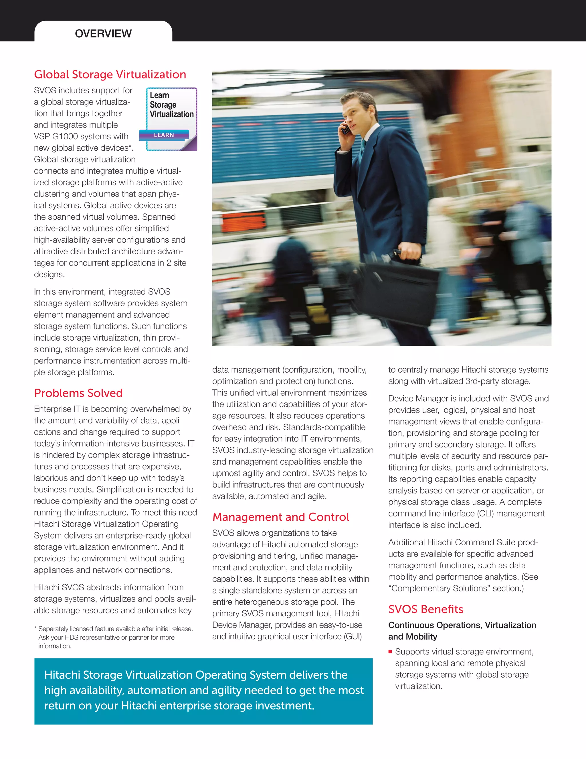 Hitachi Storage Virtualization Operating System Overview Brochure | PDF