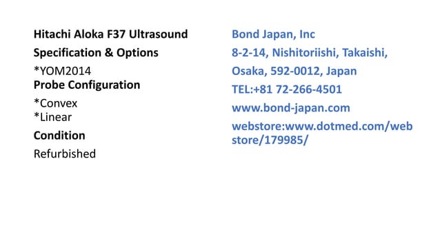 Hitachi Aloka F37 Ultrasound | PPT