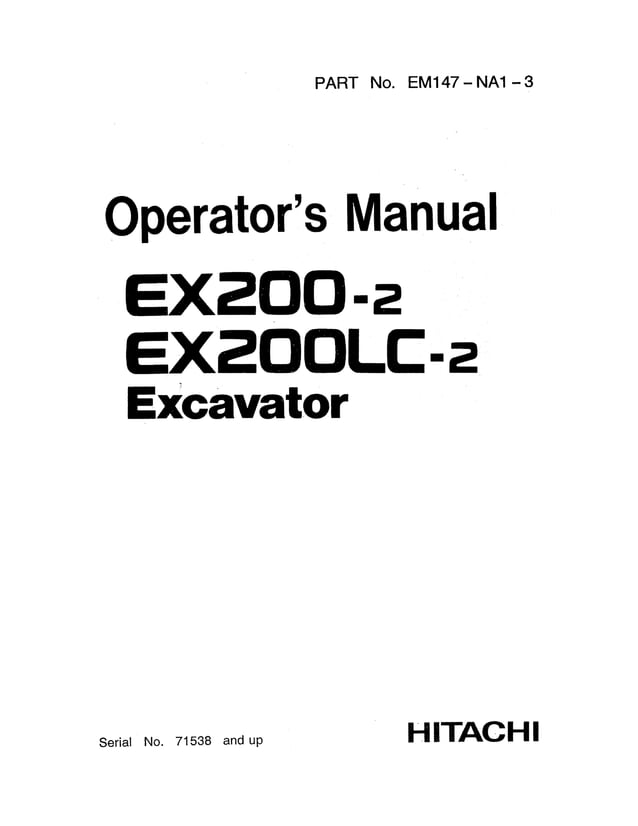 Hitachi EX200-2 EX200LC-2 Excavator operator’s Manual.pdf