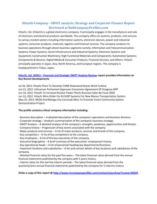 Hitachi finance, swot and strategy report | PDF