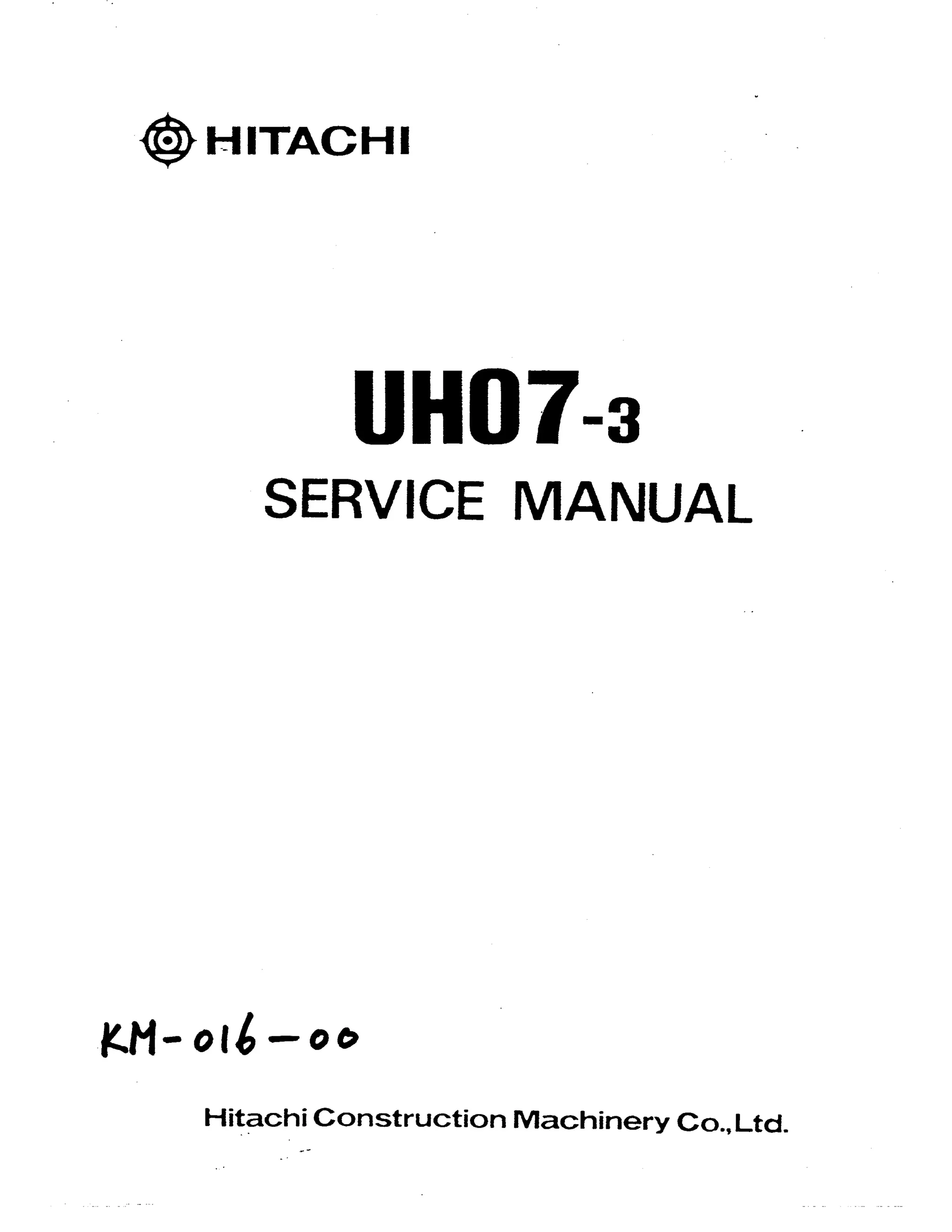 Hitachi UH07-3 Hydraulic Excavator Service Repair Manual.pdf