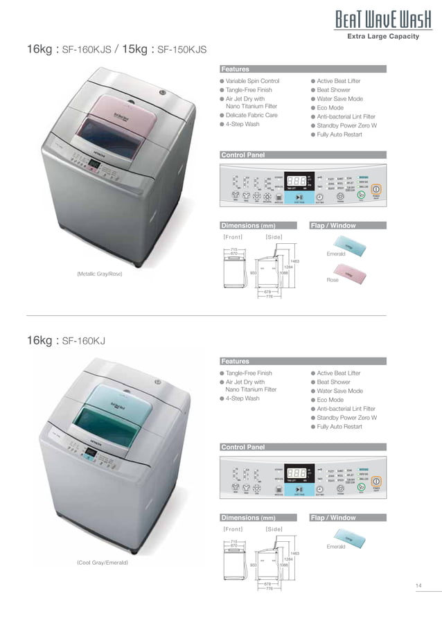 Hitachi Washing Machine Catalogue | PDF