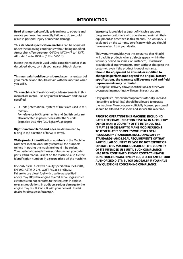 Hitachi zaxis 670 lch 3 excavator operator manual | PDF