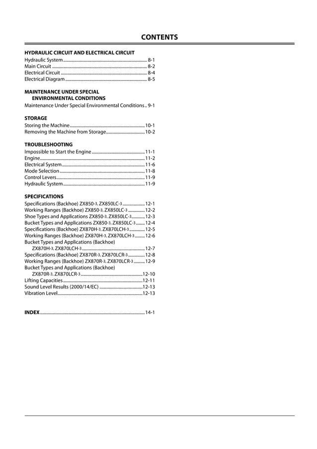 Hitachi zaxis 870 lch 3 excavator operator manual | PDF