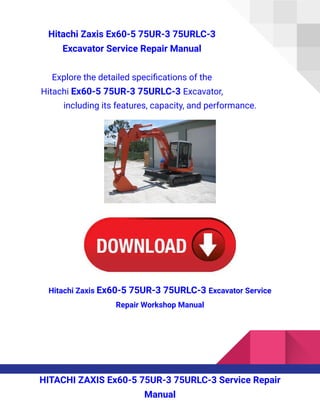 Hitachi Zaxis Ex60-5 75UR-3 75URLC-3 Excavator Service Repair Manual.pdf